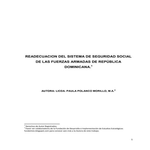 READECUACION DEL SISTEMA DE SEGURIDAD SOCIAL DE LAS FUERZAS ARMADAS DE ...