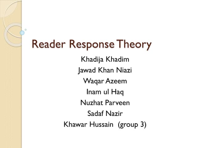 READERS' RESPONSE CTICISM | PPT
