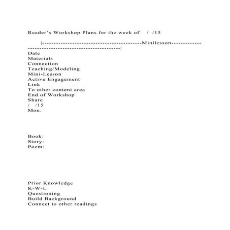 Reader’s Workshop Plans for the week of 15 -----.docx