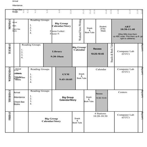 Weekly Planning Form | DOC | Educational Assessment | Education