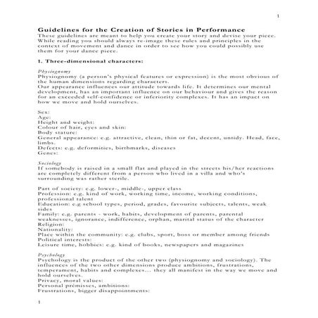 Guidelines for the Creation of Stories in Performance | PDF