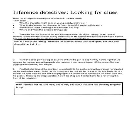 Inferences worksheet-3 | PDF