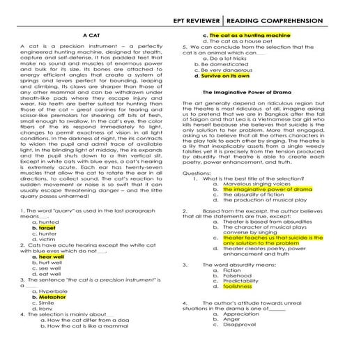 READING-COMPREHENSION in English Reviewer | PDF