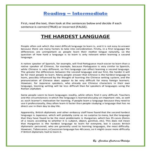 Reading intermediate | DOCX