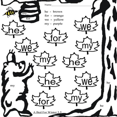 Reading- Unit 2- A Bed for Winter Sight Words | PDF