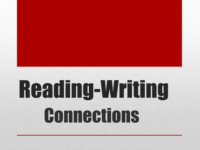 Reading and writing presentation | PPTX | Education