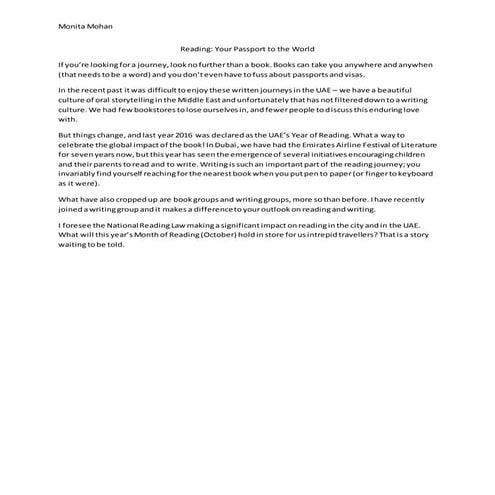 Reading: Your Passport to the World | PDF