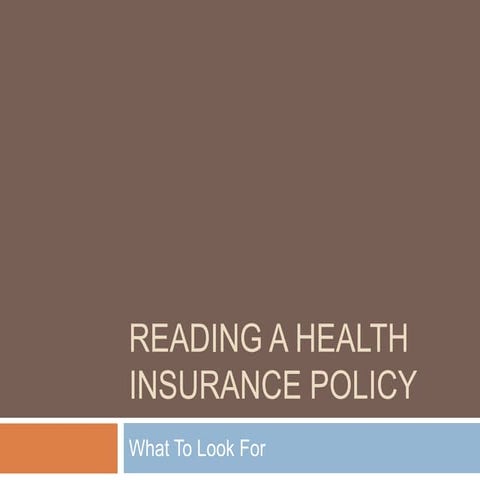 Reading a health insurance policy | PPT