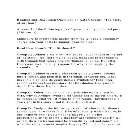 Reading and Discussion Questions on Kate Chopins The Story of an.docx
