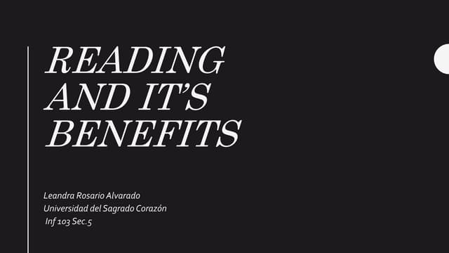Benefits of Reading Books | PPTX