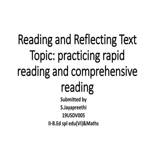 Reading and Reflecting on text | PPTX