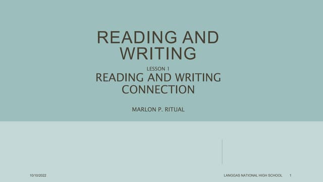 Reading and writing presentation | PPTX