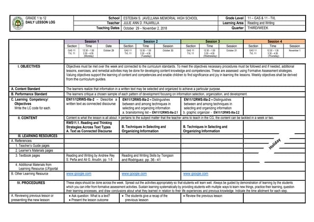 lesson plan grade 7 about literary appreciation skills | PDF