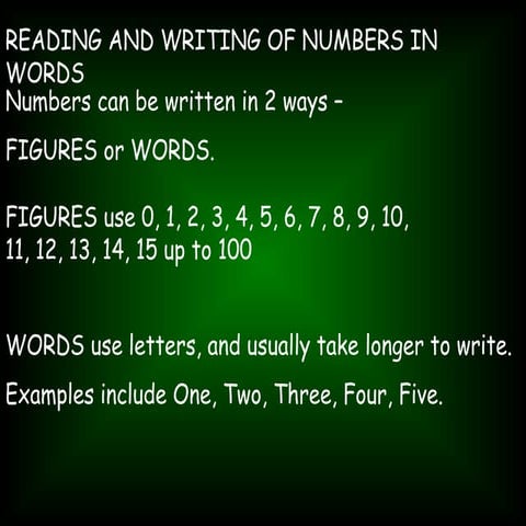 Writing Numbers And Reading Of Numbers In Words And Figures Ppt