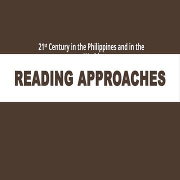 Reading Approaches in the 21st century from the Philippines and the ...