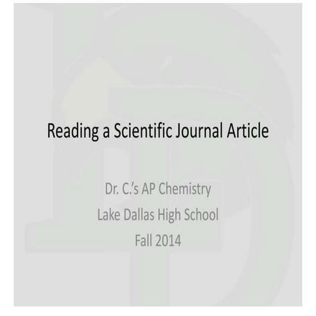 Reading A Scientific Journal Article | PDF