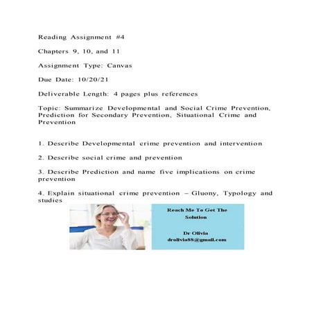 Reading assignment #4 chapters 9, 10, and 11assignment type | PDF