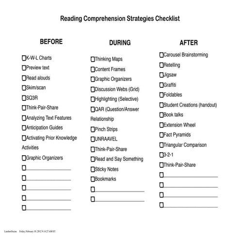 Reading Checklist | PDF
