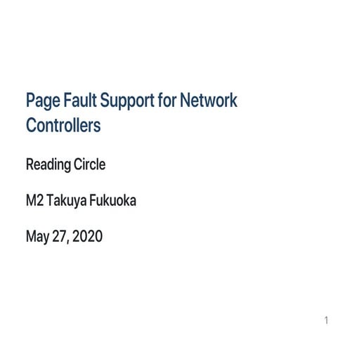 Page Fault Support for Network Controllers (CATC'17) | PDF