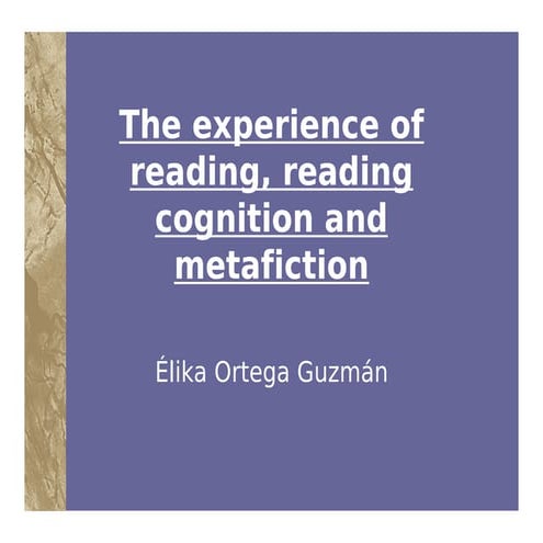 The experience of reading, reading cognition and metafiction | PDF ...