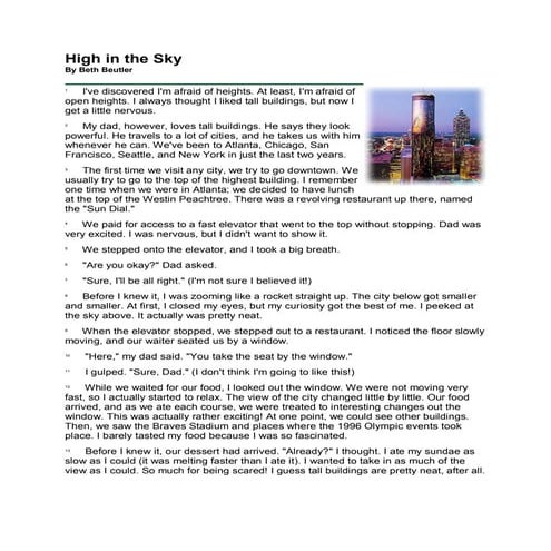 High in the Sky (Reading Comprehension) | PDF
