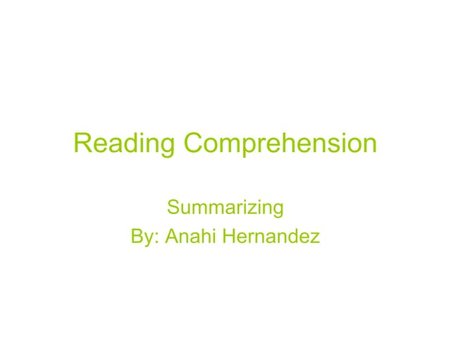 Reading comprehension power point | PPSX