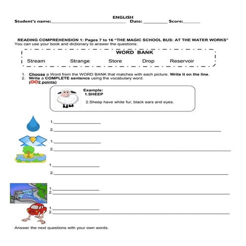 Reading comprehension 1 the magic school bus At the waterworks | DOC