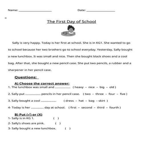 Reading Comprehension 2 for students in grade two | DOC