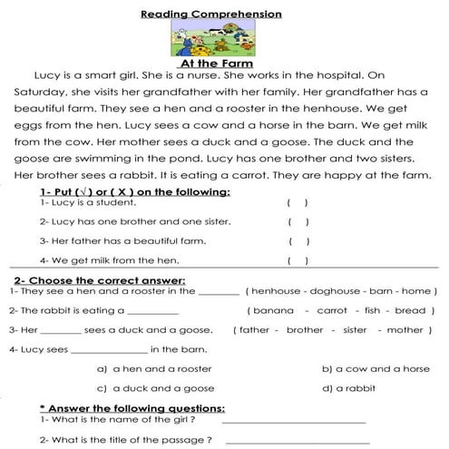 Reading Comprehension for students in grade two | DOC