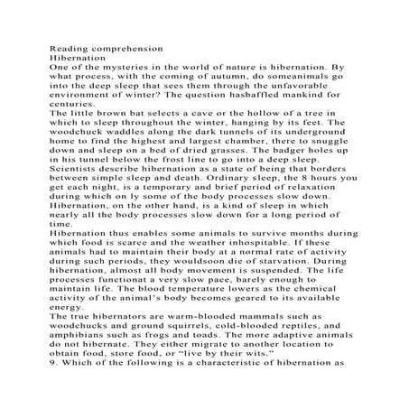 Reading comprehensionHibernationOne of the mysteries in the worl.docx