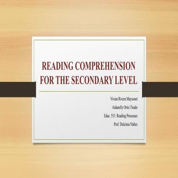 EDUC 551Reading comprehension in the secondary level. final ...