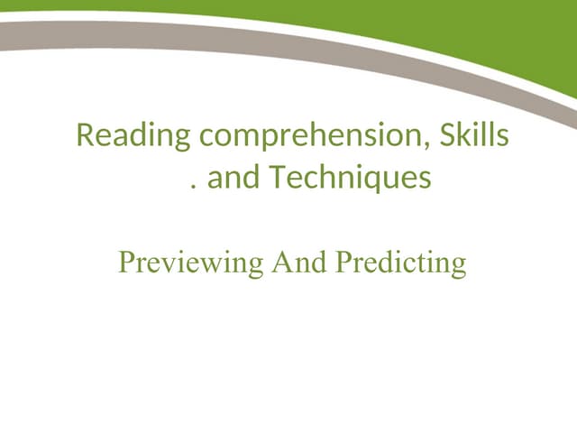 Reading comprehension skill ppt | PPTX