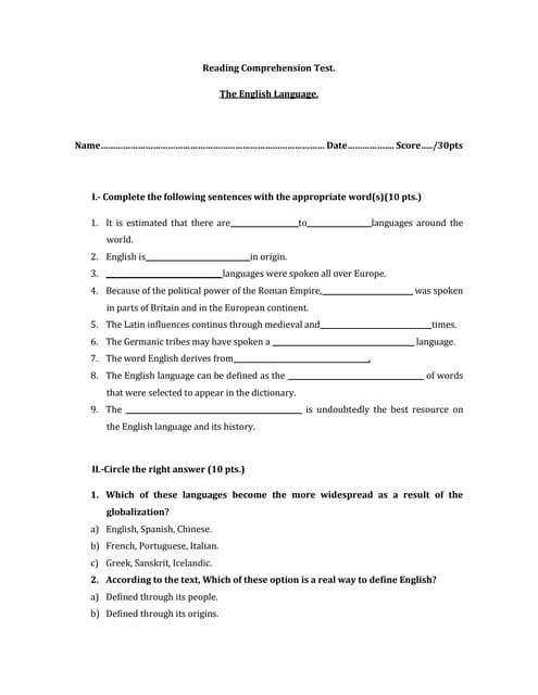 How to answer reading comprehension test | PDF