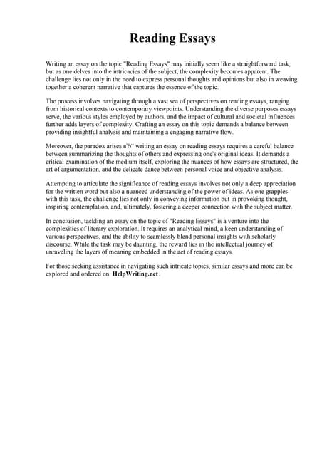 Essay About Reading Experience | PDF