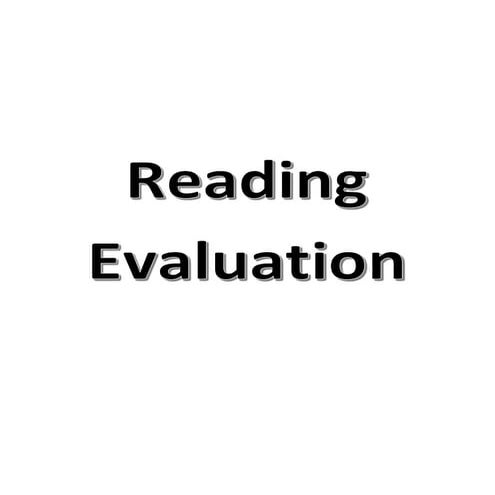 Reading evaluation | PDF