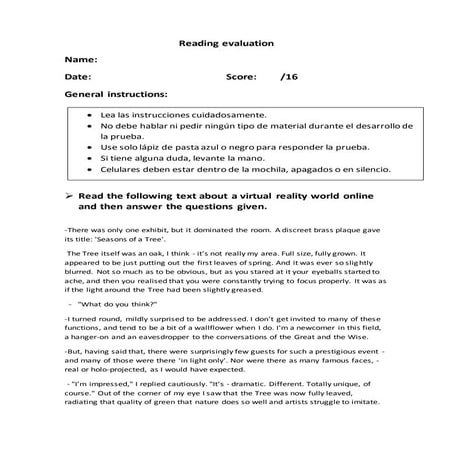Reading evaluation | PDF