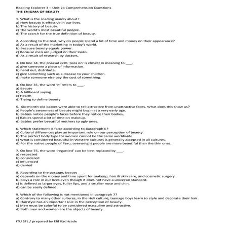 Reading explorer3 2a compquestions | DOC