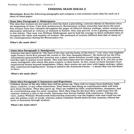 Reading finding mainideas_exercises2 | PDF