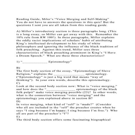 Reading Guide, Miler’s Voice Merging and Self-Making”You do not.docx