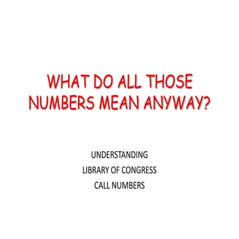 Reading LC Call Numbers | PPTX