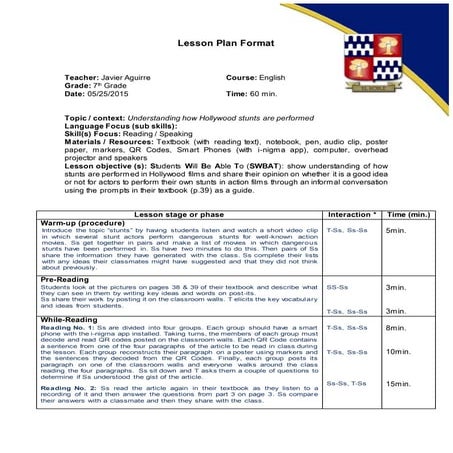 Reading lesson plan | DOCX