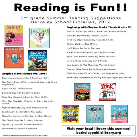 2017 Summer Reading list 1st grade | PDF