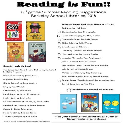 2018 Summer Reading for 3rd grade | PDF