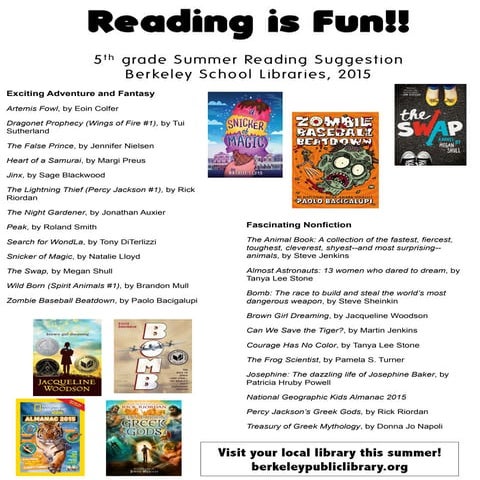 3rd grade summer reading recommendations | PDF