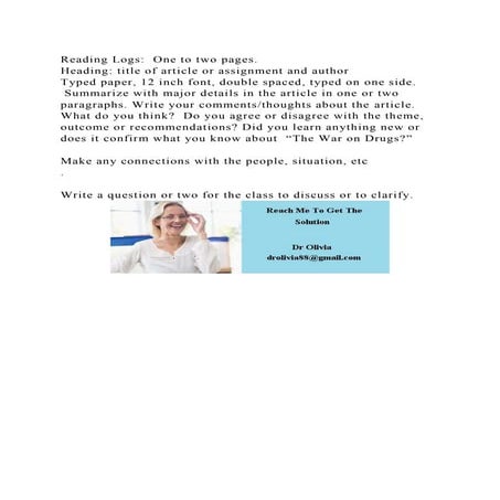 Reading Logs One to two pages.Heading title of article or assig.docx