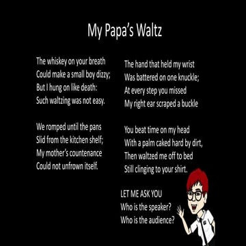 Reading "my papa's waltz" | PPSX | Poetry | Books and Literature