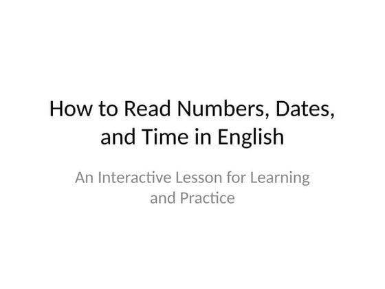 The numbers and time | PPT