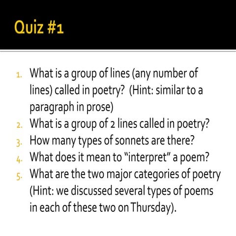 Reading poetry & types of poetry | PPTX | Poetry | Books and Literature