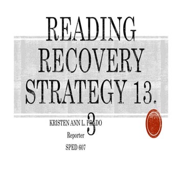 Reading Recovery Strategy/Method in Special Education | PPTX | Daycare ...