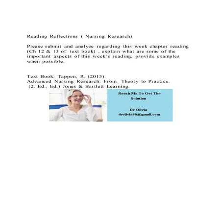Reading Reflections ( Nursing Research)Please submit and ana | DOCX